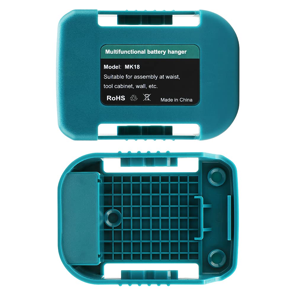 ZLWAWAOL 2 Pack Battery Holder Wall Mount Battery Storage Rack Compatible with Makita/Bosch 18V Lithium Ion Tool Battery BL1860 BL1850 BAT609,（2-Pack Case Blue）