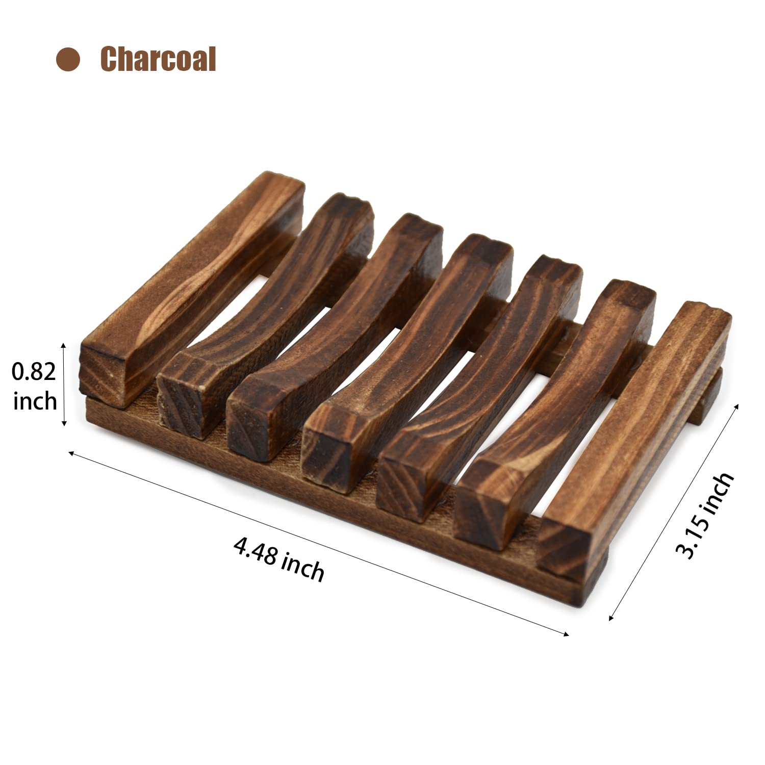 Self Draining Soap Dish Holder/ Tray, 3 Pcs Natural Wooden Soap Saver, Soap Case for Shower, Bathroom, Extend Soap Life, Keep Soap Bars Dry Clean & Easy Cleaning(Charcoal)