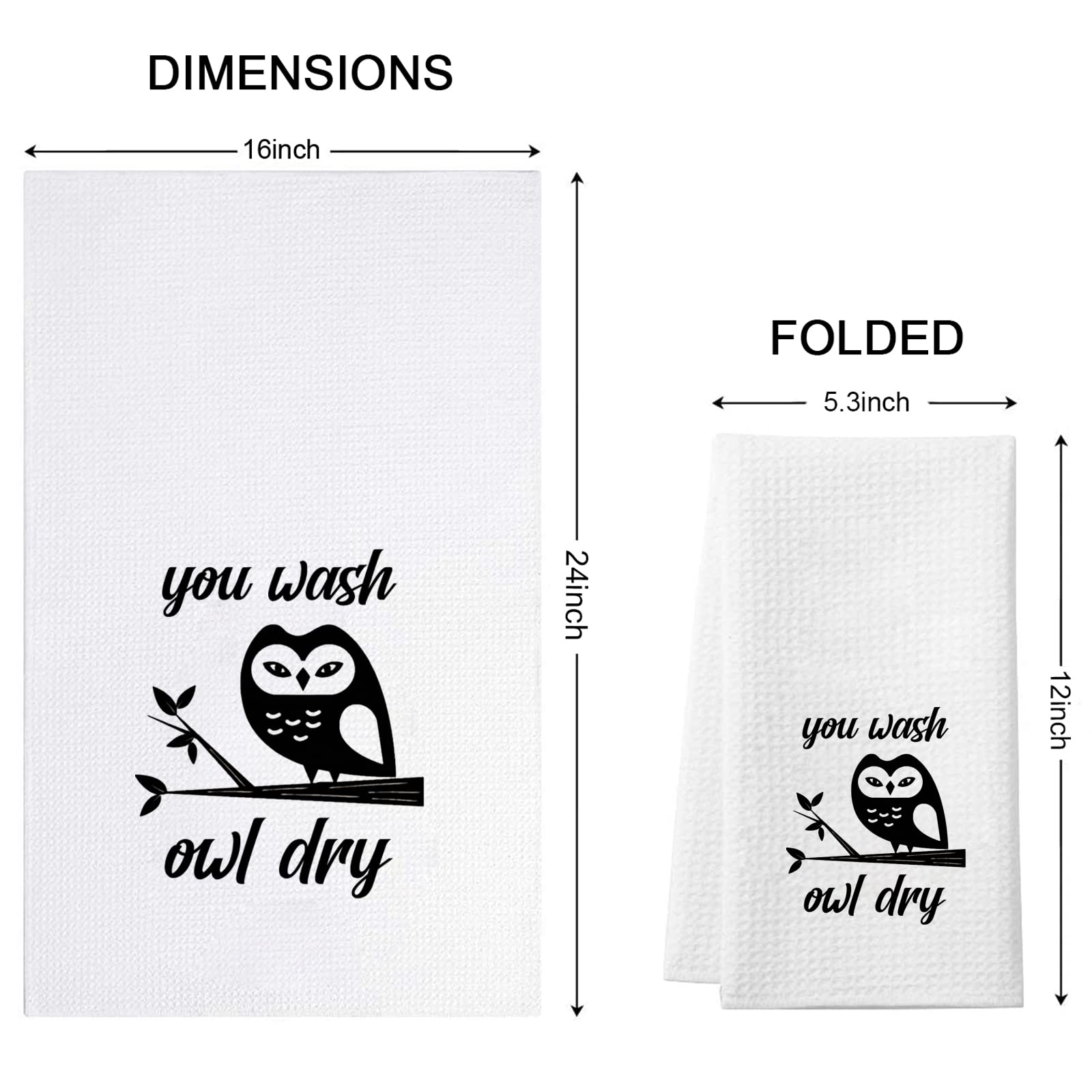 WCGXKO Owl Lover Gift Owl Kitchen Decor Housewarming Gift You Wash Owl Dry Dish Towel Kitchen Towels Tea Towel (You wash owl Dry)