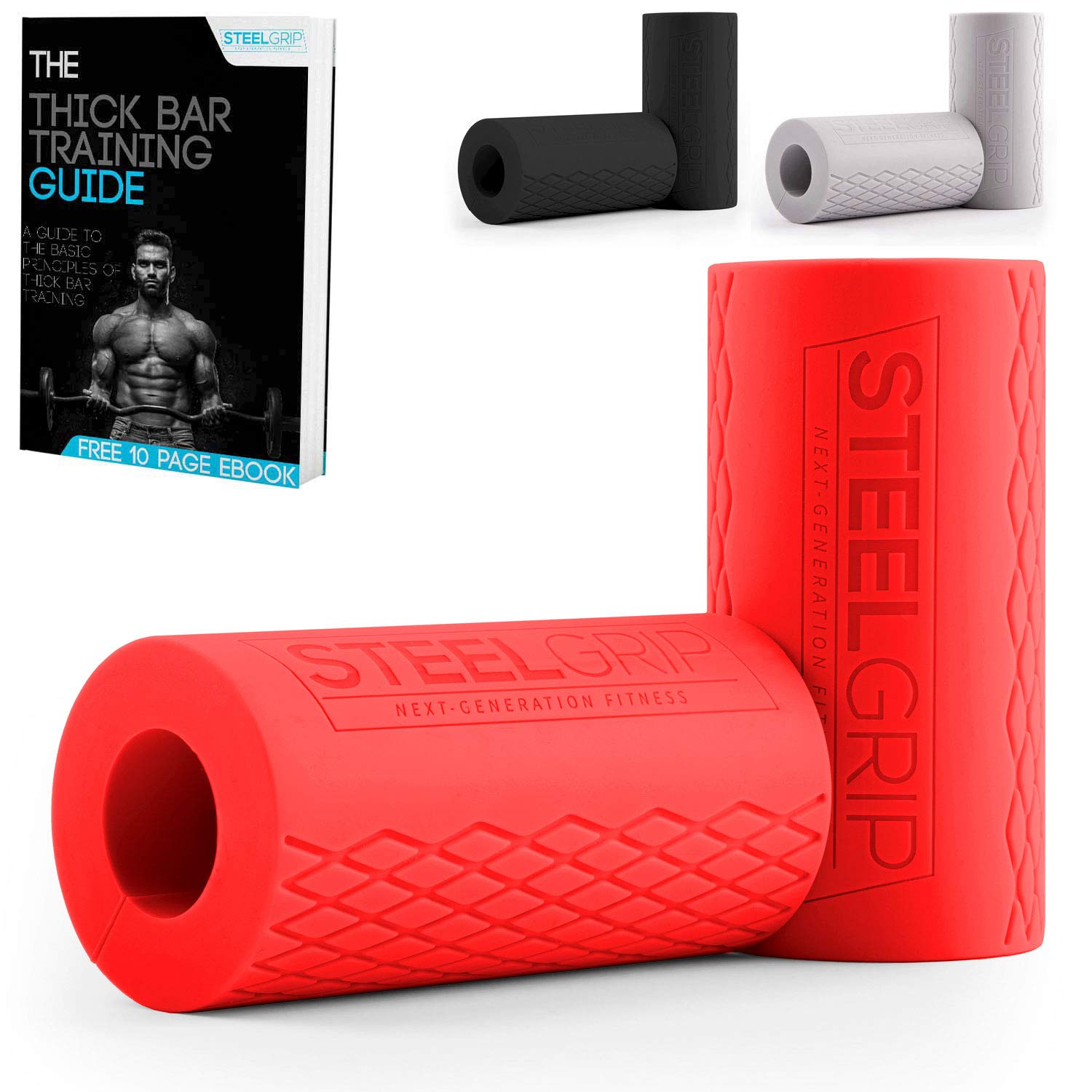 Steelgrip Thick Bar Grips for Dumbbell and Barbell, Thick Silicone Arm Blasters Strength Training - Perfect for Bodybuilding, Weightlifting