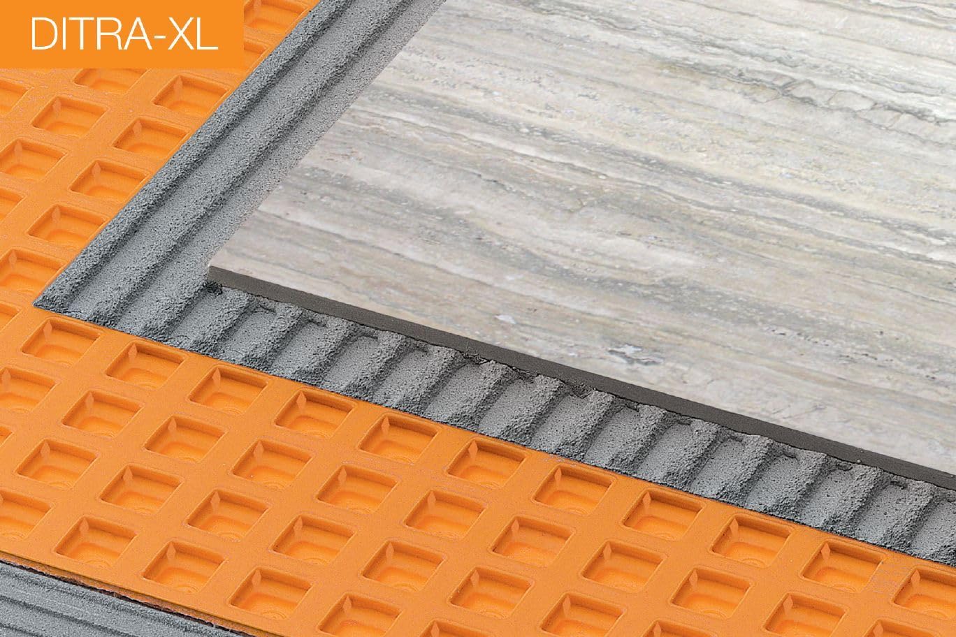 Schluter Ditra Uncoupling and Waterproofing Membrane for Ceramic and Stone Tile Application - Quick Installation, Made of Polyethylene, 1/8-Inch Thickness, 54 Square Feet - DITRA5M