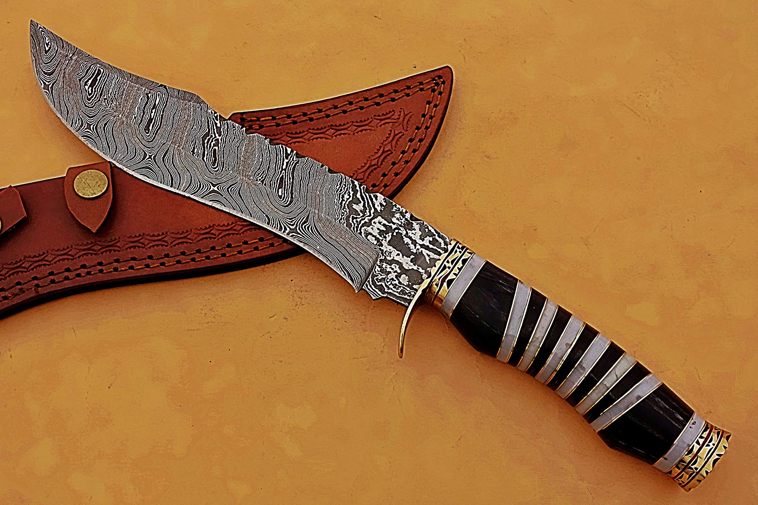 Smart & Sharp Custom Handmade Damascus Steel Hunting Knife/Bowie Knife SS-17367 (black)