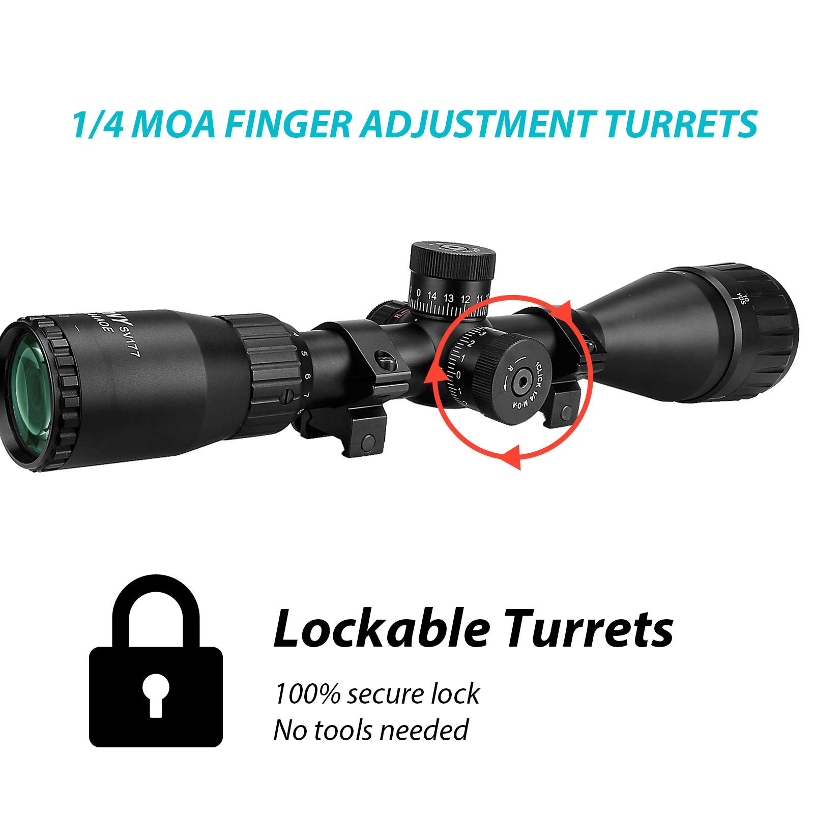 SVBONY SV177 Hunting Rifle Scope 3-12x44, Rifle Scopes for Long Range Shooting, with Front AO Adjustment, Illuminated Mil-dot Reticle Rifle Scope, with 3 Inches Sunshade