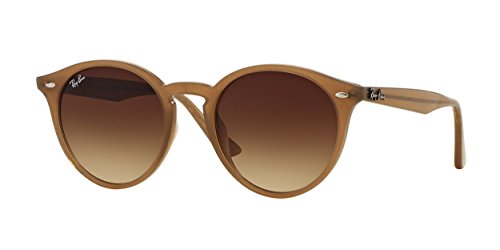 Ray-Ban RB2180F Low Bridge Fit Round Sunglasses, Turtledove/Brown Gradient, 49 mm