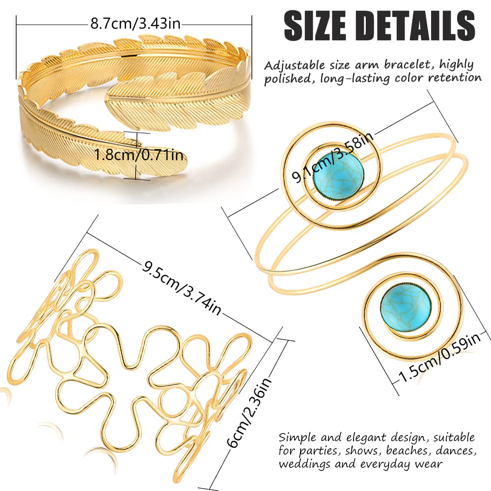 ZOERAY 8 Pcs Arm Cuff Upper Arm Band Arm Bracelet for Women Open Upper Arm Bangle Bracelet Minimalist Gold Adjustable Armlet Armband Set
