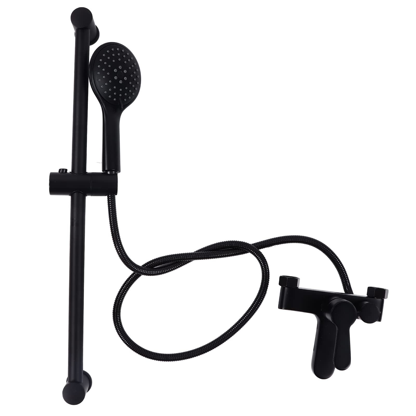 REUIQU shower head, Shower Heads with Handheld Spray Combo, shower head with handheld, G1/2 Shower Combo Set Multifunctional Shower Head System Black Bathroom Shower Kit for Hotel