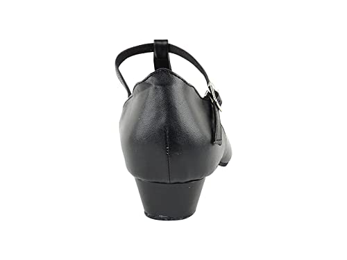 Very Fine Dancesport Shoes - Ladies Practice Latin, Salsa, Ballroom Practice Dance Shoes - 6819FT Black Leather - 1 inch Flat Heel & Canvas mesh Shoe Bag (Black Leather, Size 8)