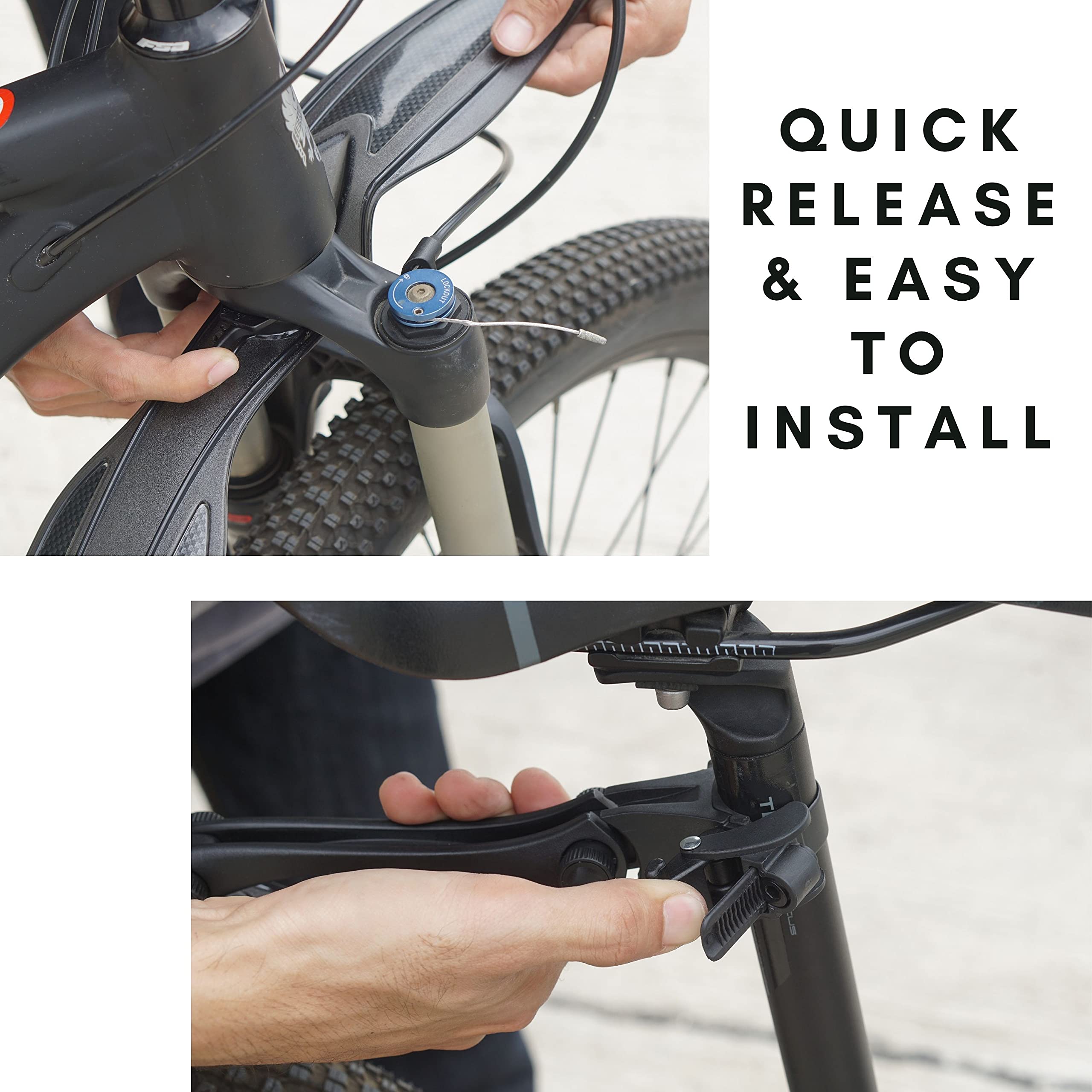 Vincta Mountain Bike Fenders - MTB Mudguard Set Includes Both Front and Rear Fenders - Adjustable & Quick Release - Fits 24"-26" Mountain Bicycle (2.125"-3" Tyre Width) - Mountain Bicycle Fender Set