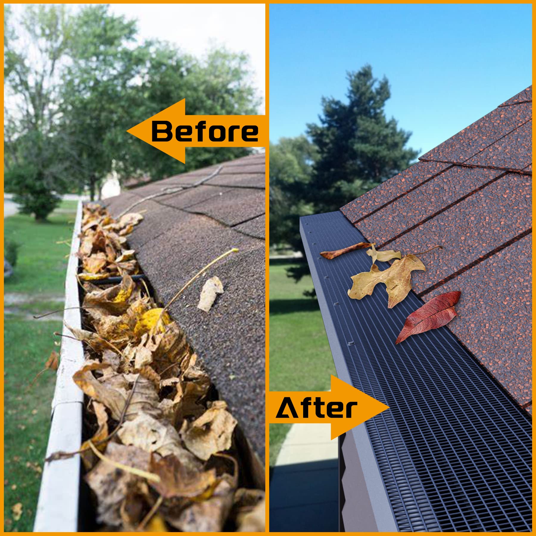 Powrocket Gutter Guards,4" 5" Leaf Protection,96 Feet Stainless Steel Mesh Gutter Covers,Prevents Roof Clogged Downspouts,Easy to DIY,Grey