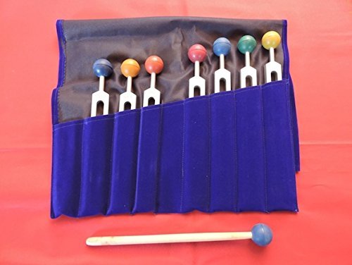 Radical Chakra Tuning Forks Set - 7 Tuning Forks with Colored Chakra Balls and Free Pouch and Free Activator