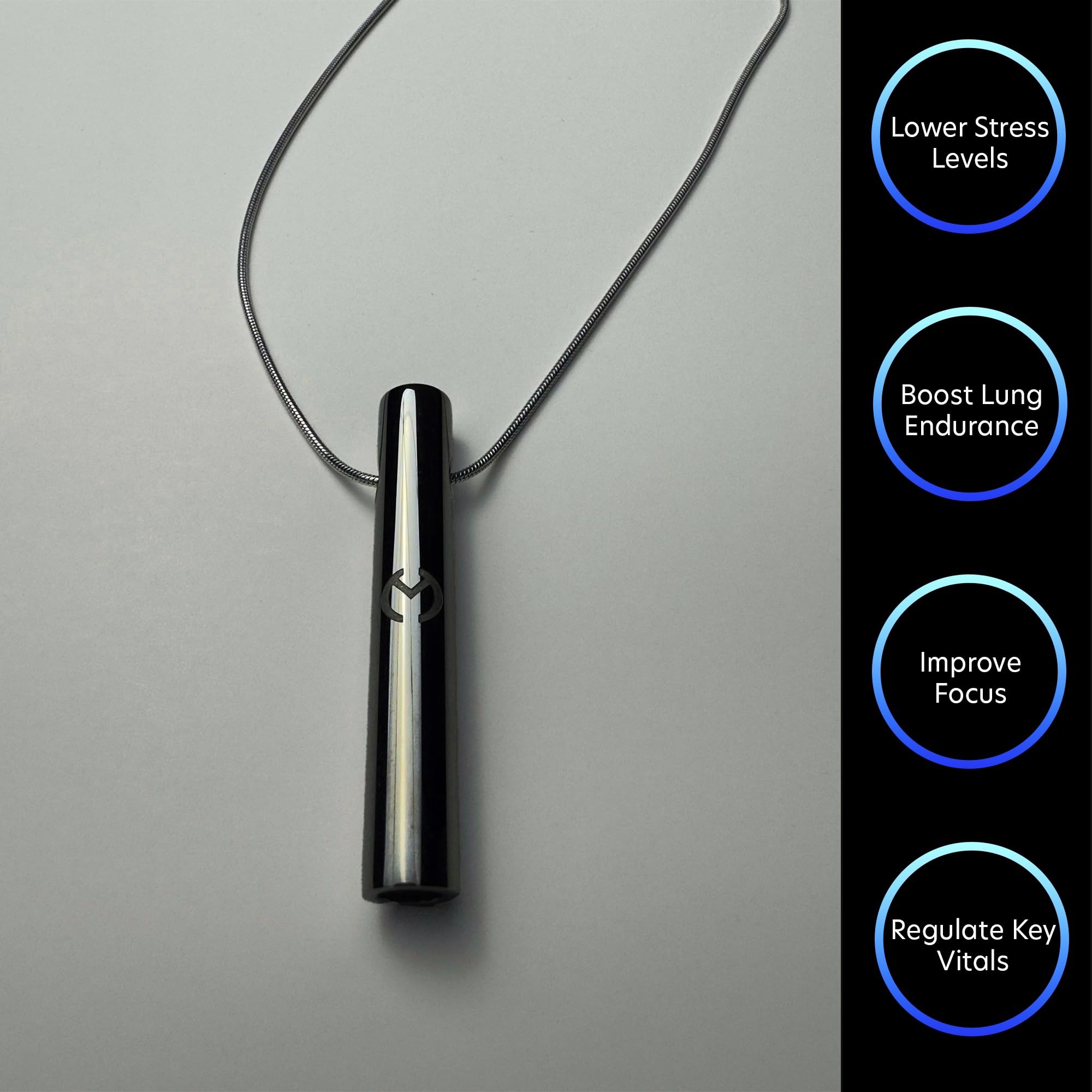 Space Gray Anxiety Whistle Necklace | Natural Anxiety Relief | Meditation Jewelry | Stress Relief Pendant | Mindfulness Deep Breathing Tool