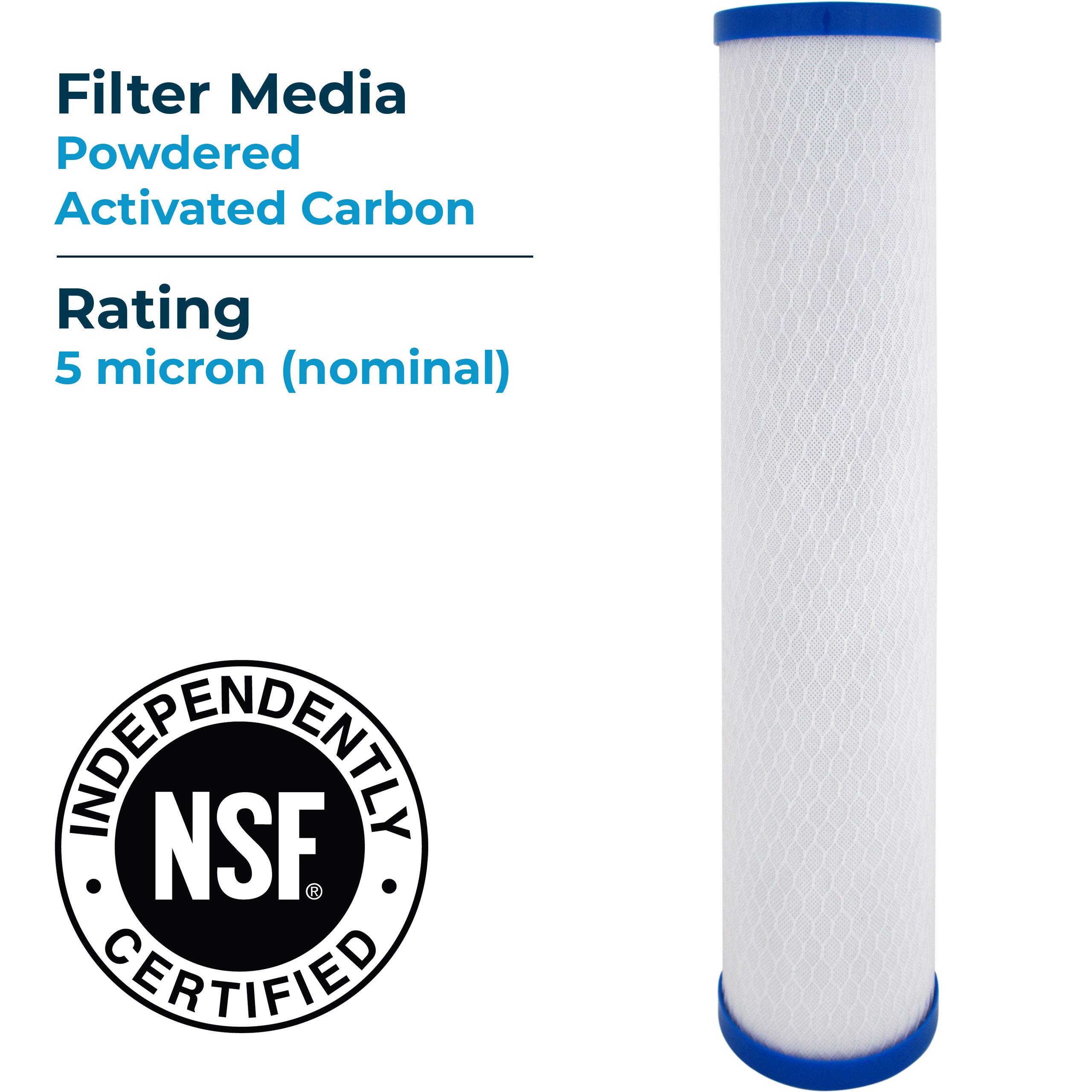 SpiroPure SP-EP-20BB 20x4.5 5 Micron NSF Certified Coconut Shell Carbon Block Water Filter Cartridge EP-20BB 155583-43 CB-45-2005 (Case of 4)