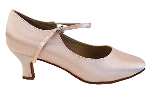 Very Fine Dancesport Shoes - Ladies Waltz, Tango, Foxtrot Ballroom Dance Shoes - S9137-2" Heel & Heel Protector (Flesh Satin, Size 7)
