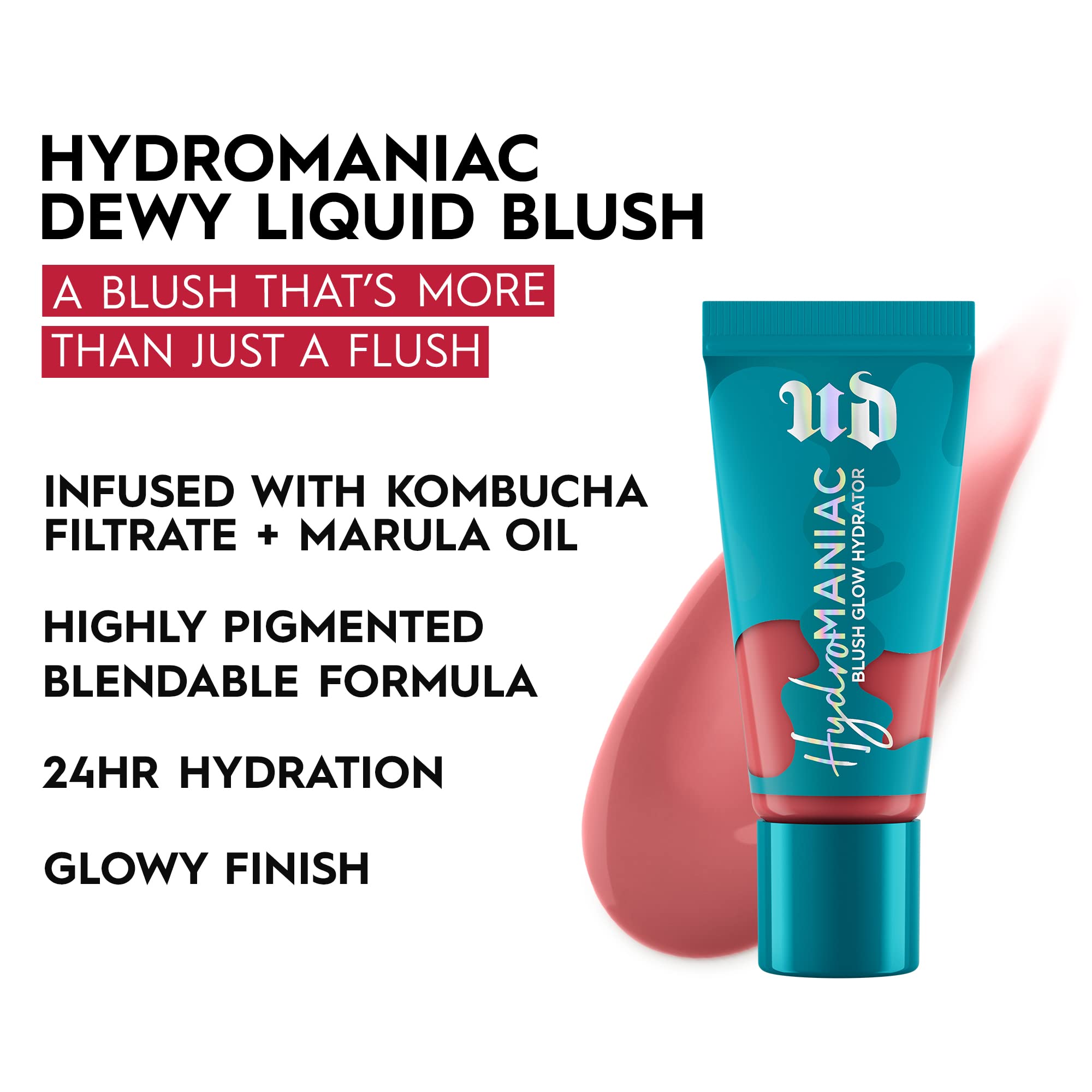 Urban Decay Hydromaniac Dewy Liquid Blush β Long-Lasting & Buildable Plumping Cheek Tint with 24HR Hydration β Kombucha Filtrate and Marula Oil - All Skin Types β Vegan β Wrecked - 0.5 Oz