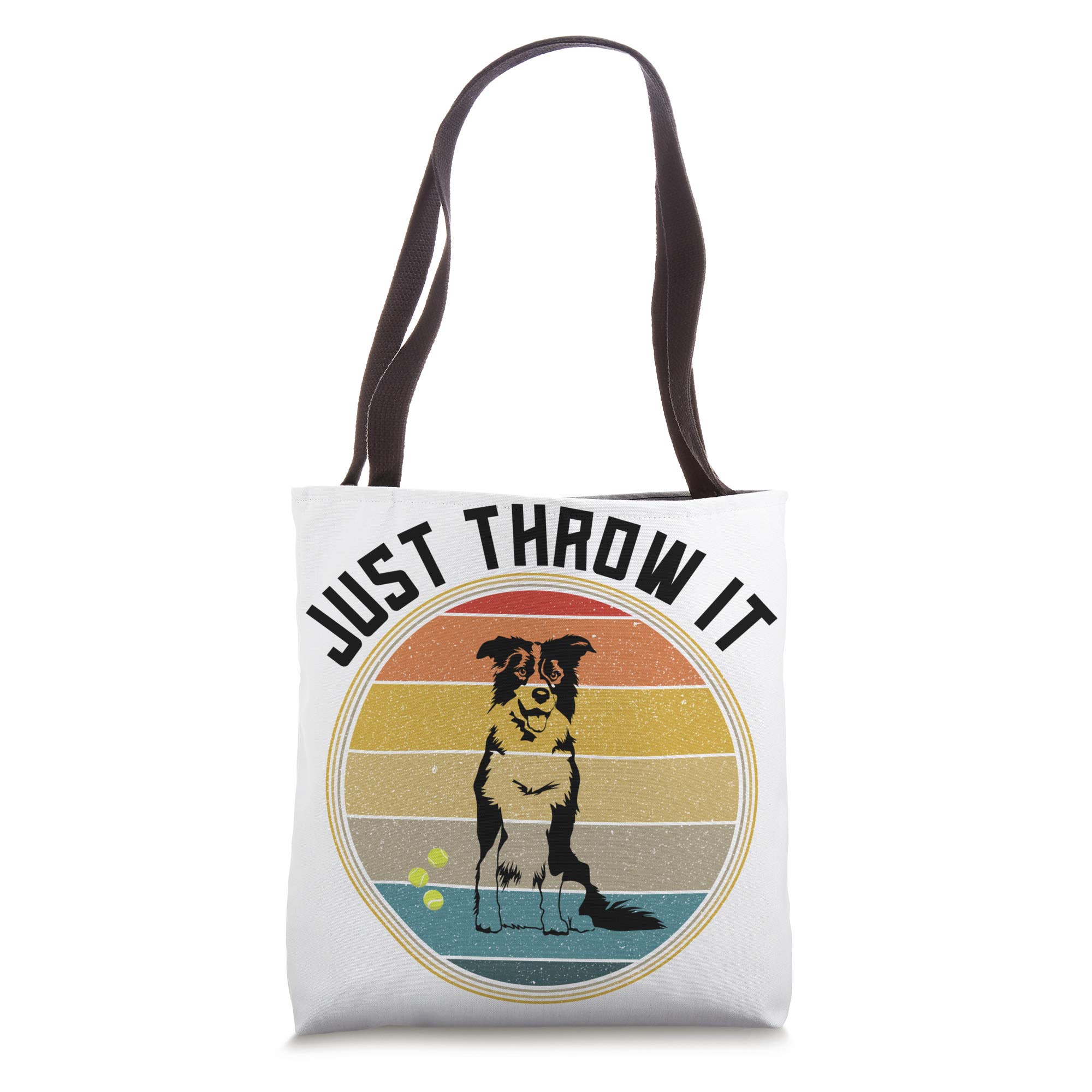 Retro Border Collie Lover Just Throw It Border Collie Mom Tote Bag