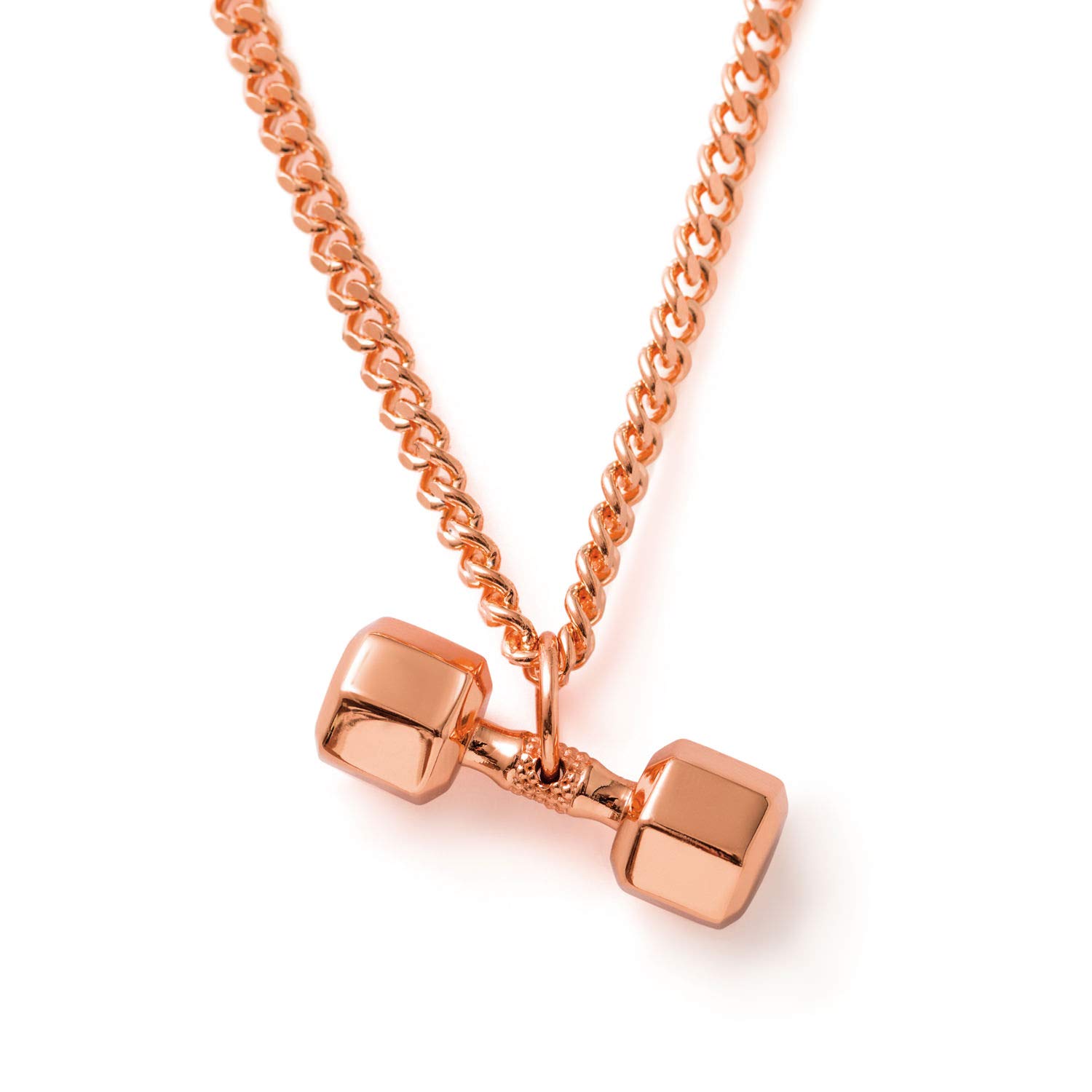 Rose Gold Plated Dumbbell Necklace Seven sided Pendant Fitness Gym Jewelry Accessory