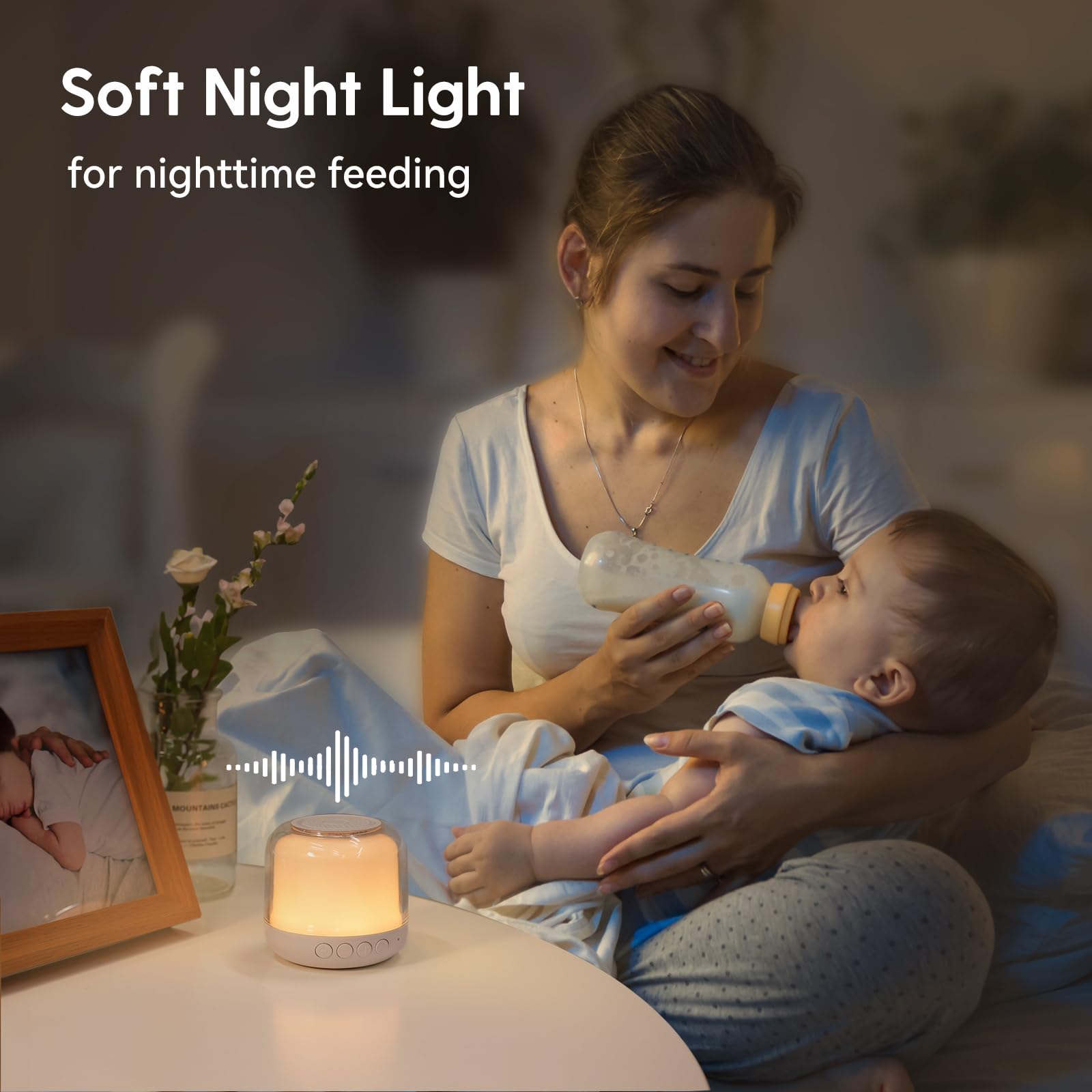 Travel Sound Machine with Night Light, Babelio Palm-Sized Portable White Noise Machine for Adults Kids Baby Sleeping | Multi Lighting Modes | 15 Soothing Sounds | Brightness | Timer (White)