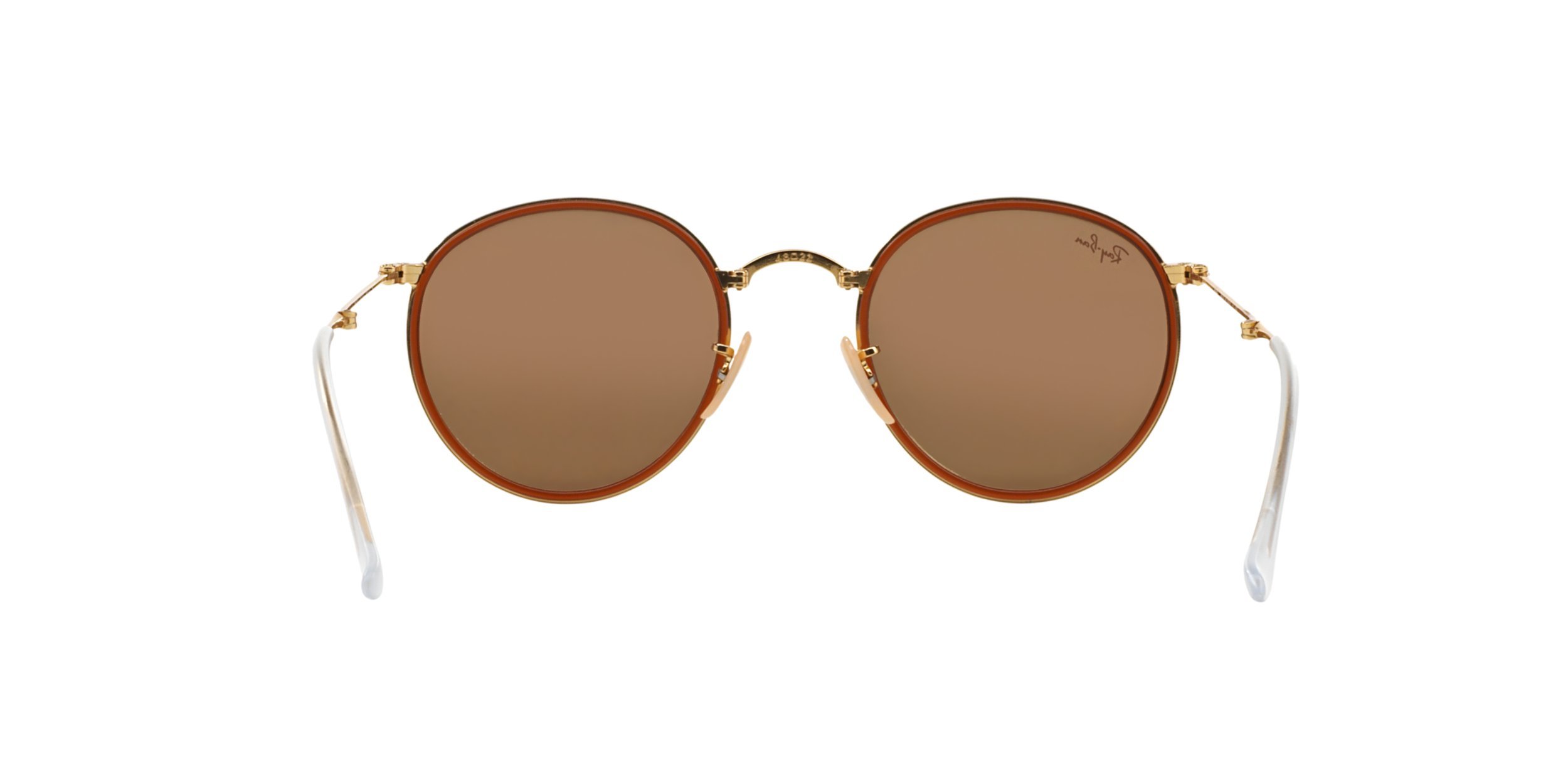 Ray-Ban Rb3517 Folding I Round Sunglasses, Gold/Light Brown Mirrored Pink, 51 mm