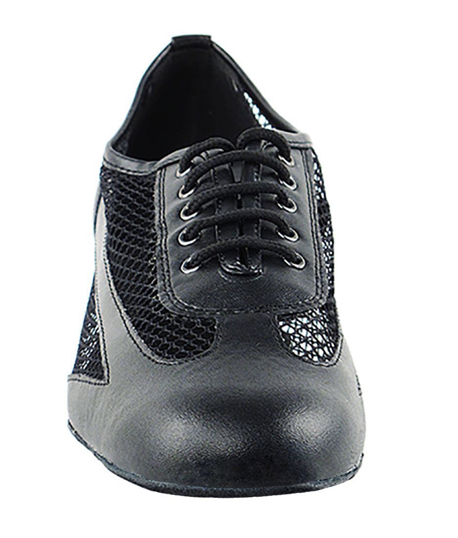 Very Fine Dance Shoes - Ladies Practice, Cuban Low Heel Ballroom Dance Shoes - 2009-1.5-inch Heel and Foldable Brush Bundle - Black Leather - 6.5