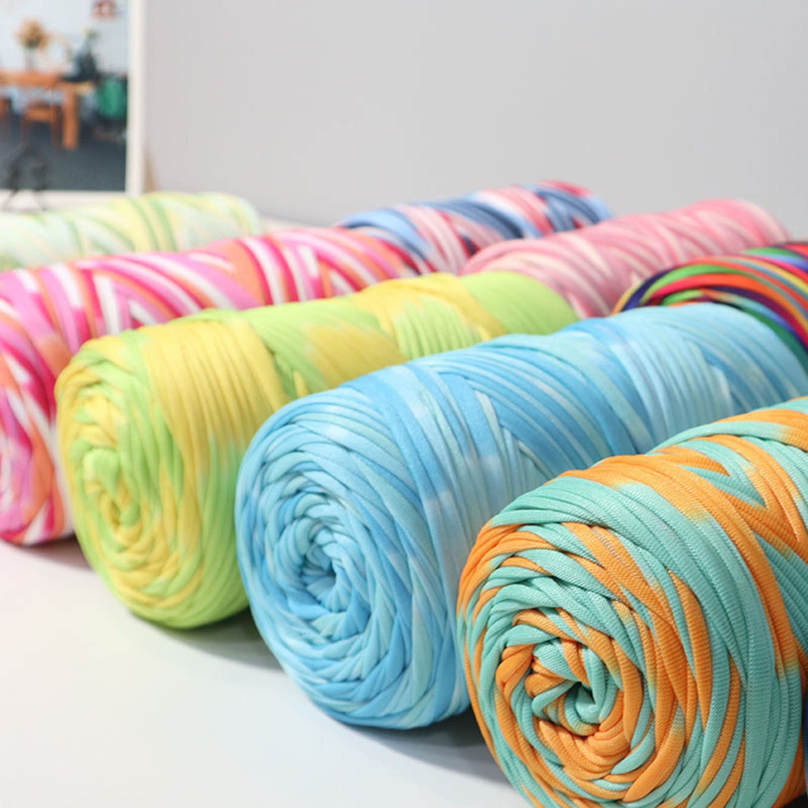 T-Shirt Yarn 160 Yards Knitting Yarn Fabric Crochet Cloth Colorful Tshirt Yarn for Crocheting Beginners DIY Hand Craft Bag Blanket Cushion Projects