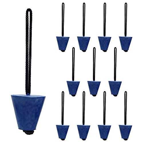 YaeMarine 12-Pack Universal Kayak Scupper Plug Kit, Silicone Scupper Plugs Drain Holes Stopper Bung with Lanyard Fit 3/4" to 1.5" scuppers or scupper Holes (Blue)