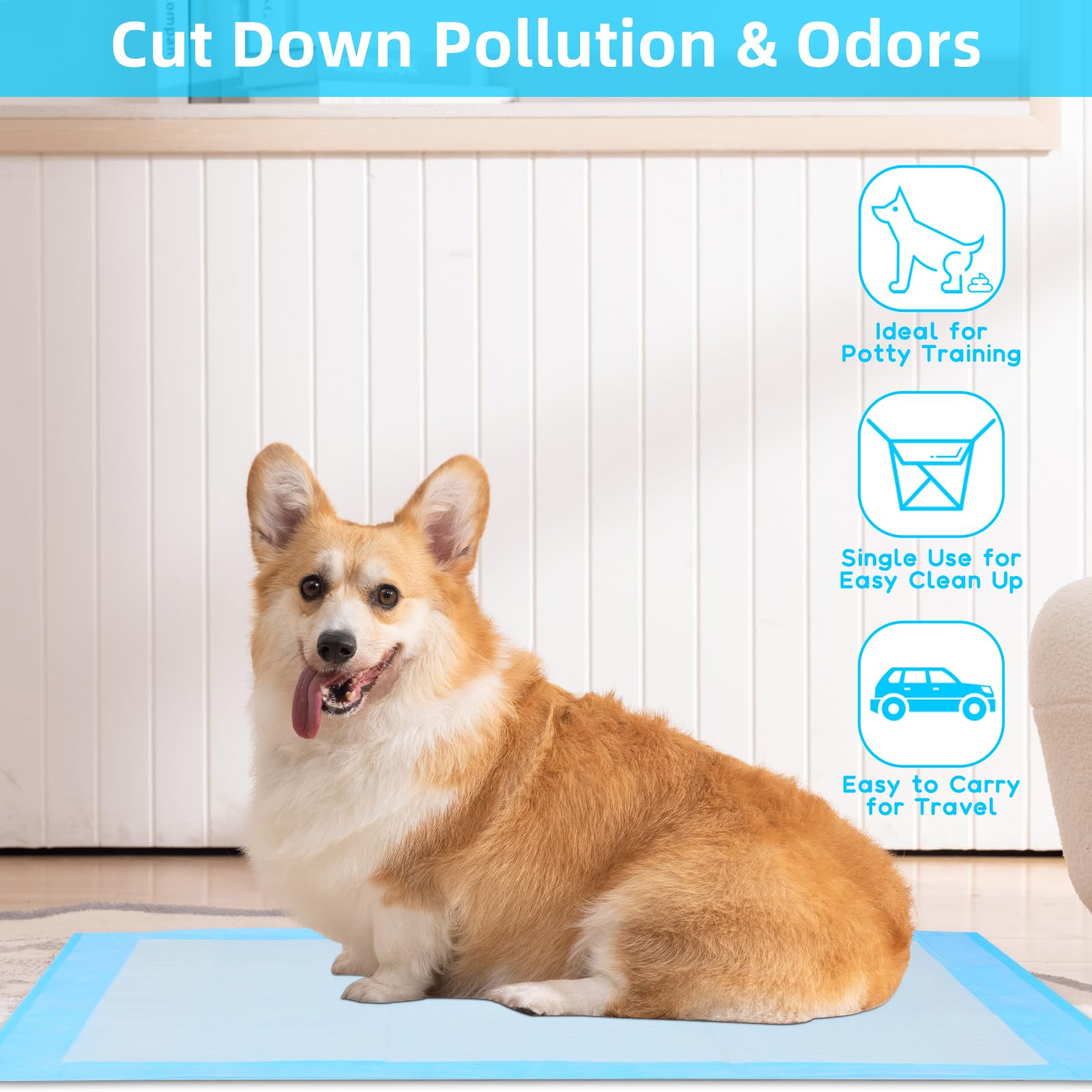 ScratchMe Super Absorbent Waterproof Dog and Puppy Pet Training Pad, Housebreaking Pet Pad,Blue (23.6"x23.6"(40PCS))