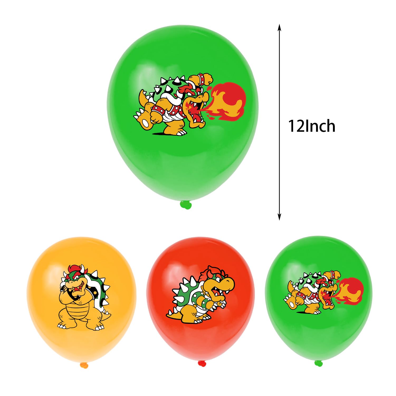 SELPONT day Party Supplies, Mario Bowser Birthday Party Decorations, Include Balloons,Cake Toppers,Cupcake Toppers,5x3Ft Backdrop,Bowser Party FavorsQ
