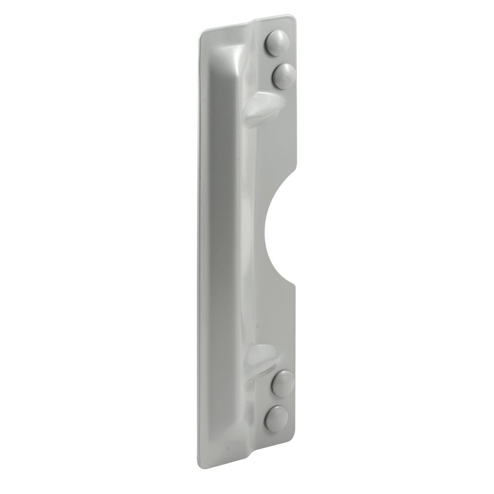 Prime-Line U 9503 Steel Latch Guard Plate Cover for Out-Swinging Doors, Gray (Single Pack)