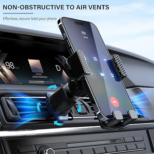 TUORL Universal Car Phone Mount, Compatible with 99% Air Vents, Adjustable 360-degree Swivel Head, Fits All Smartphones, Black