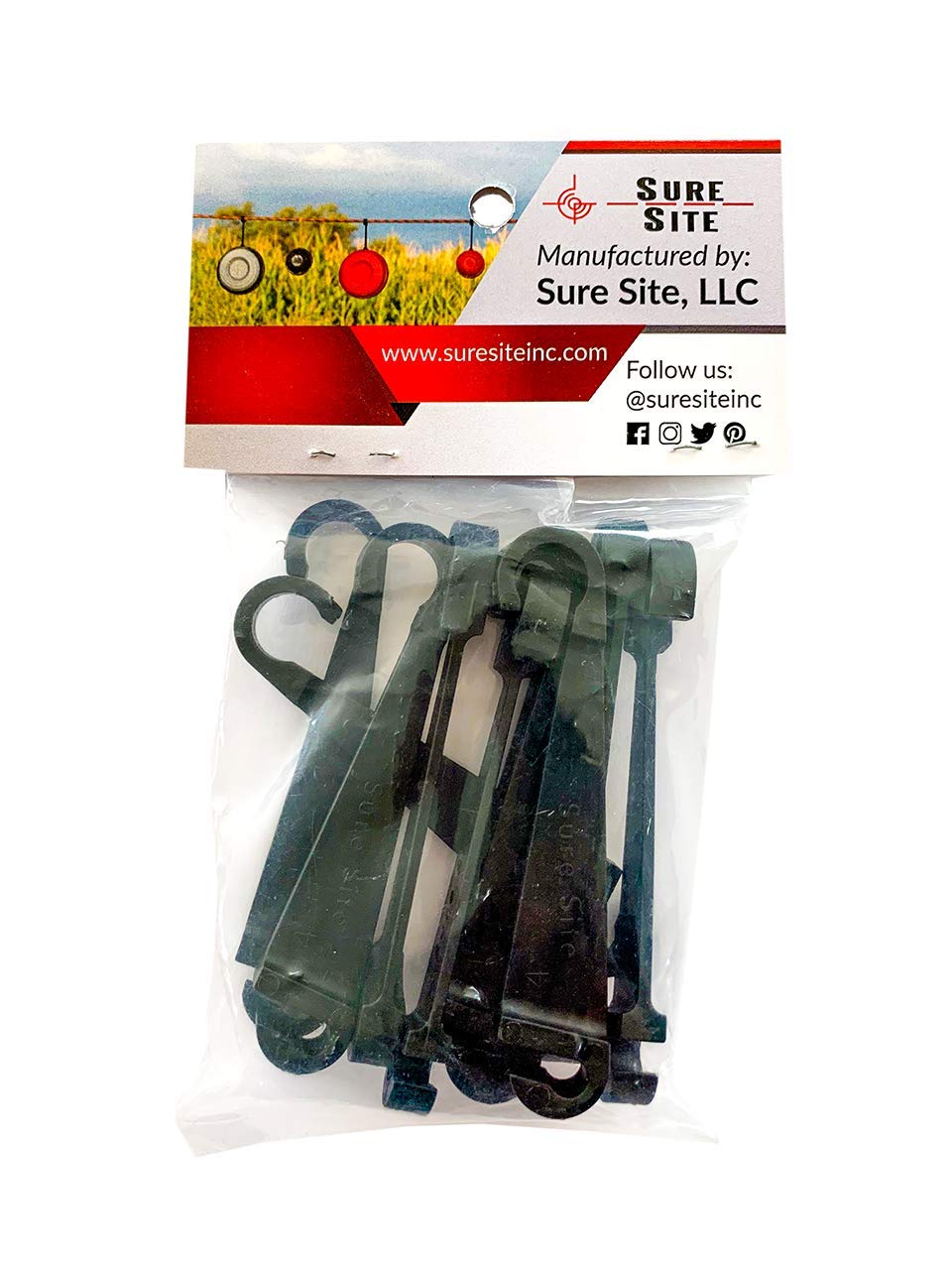 SURE SITE Clay Pigeon Target Hangers 10-Pack. Small, Lightweight, Reusable with Hooks on Each End. Attach to Fence, Line. Orange for Excellent Visibility. Holds Clay Targets, Water Balloons, Cans