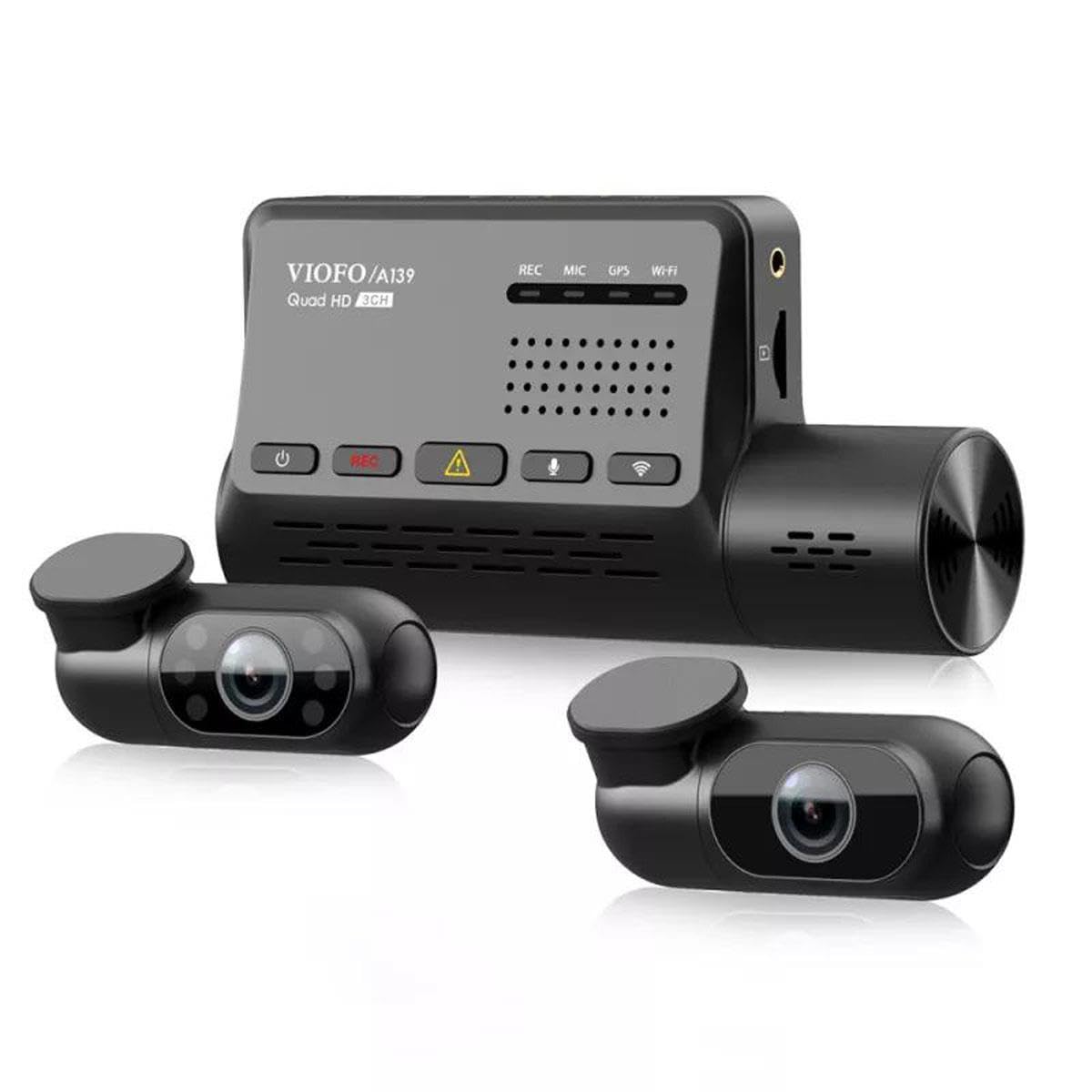 VIOFO 3 Channel Dash Cam Front and Rear Inside, 1440P+1080P+1080P Triple Car Camera, Built in WiFi GPS Car Dashboard Camera Recorder, 24 Hour Parking Mode, IR Night Vision for Taxi Driver (A139)