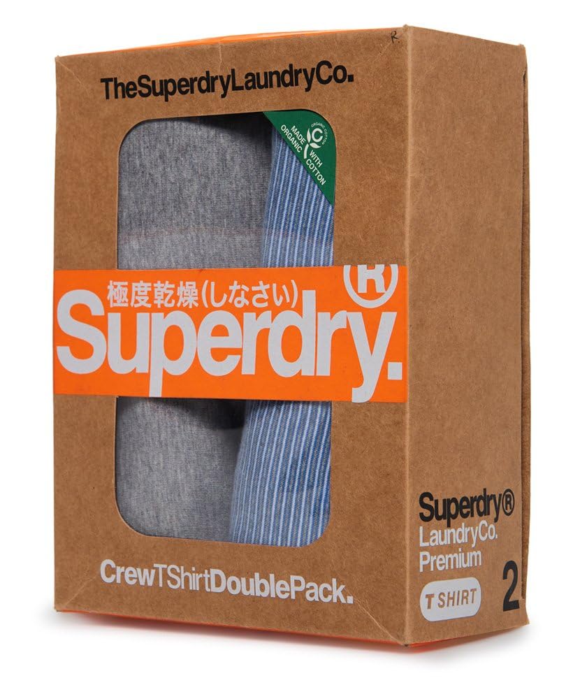 Superdry Mens Organic Cotton Sd Laundry Slim Fit Lounge T-Shirt Lounge Blue Feeder/Lounge Grey Marl Size M