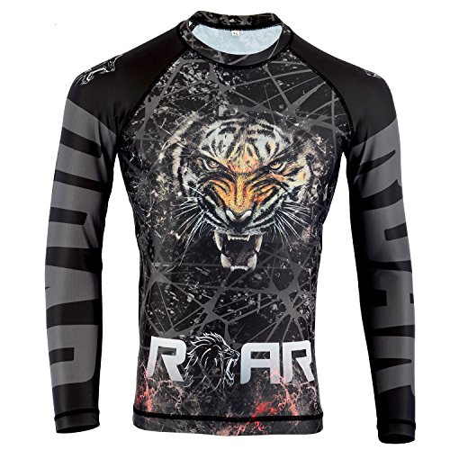 ROAR MMA Rash Guard & BJJ Shorts Set Mens Fight Wear Cage Fight Grappling Training (Dragon-2Pcs-Set, XLarge)