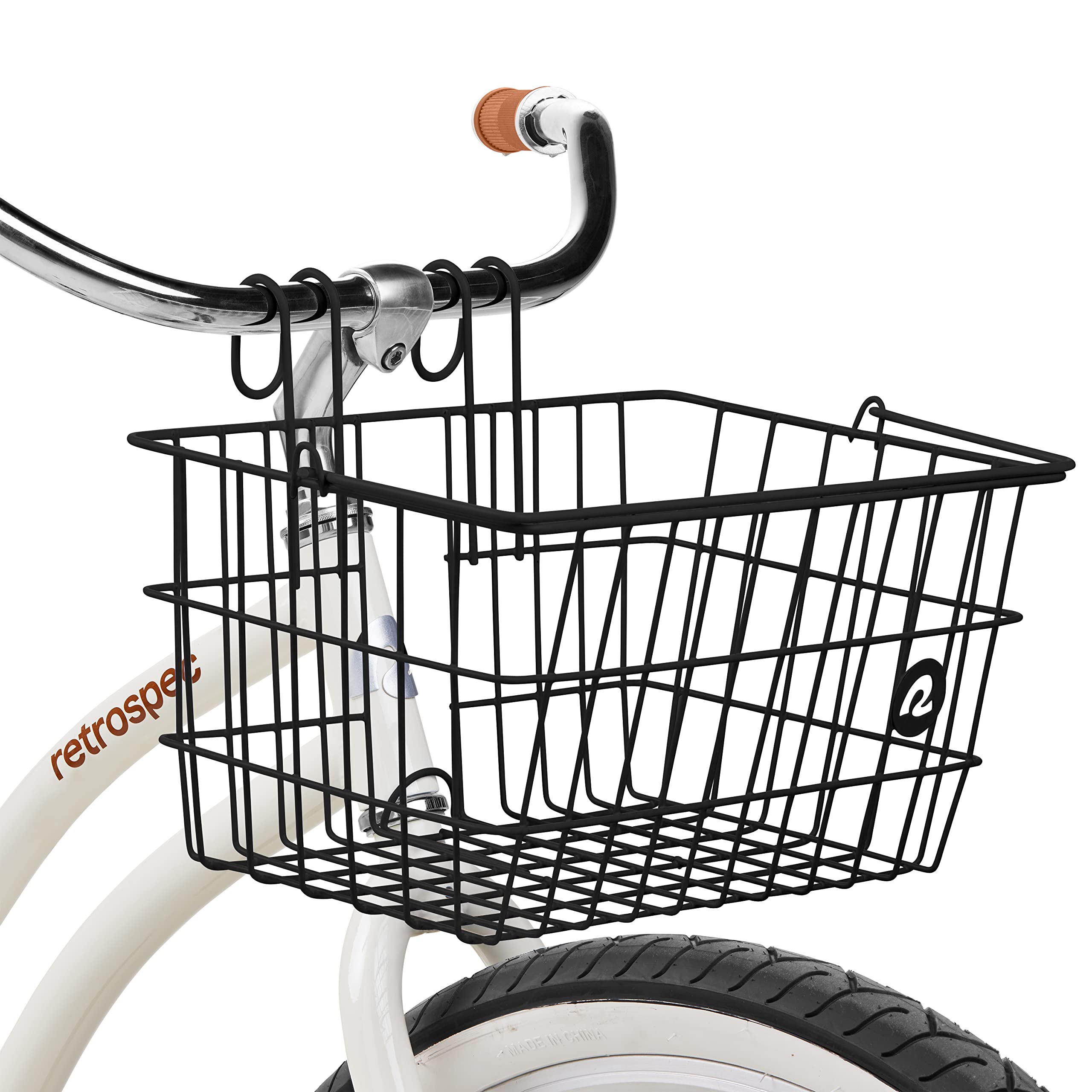 Retrospec Detachable Steel Apollo-Lite Lift-Off Front Bike Basket with Handles, Silver