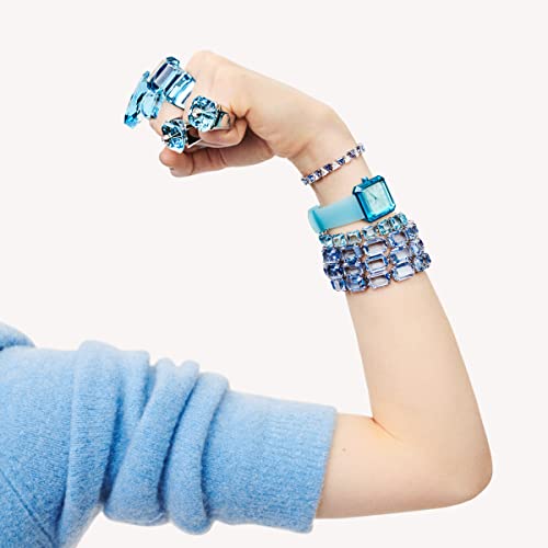 SWAROVSKI Millenia bracelet, Octagon cut crystals, Blue, Rhodium Finish