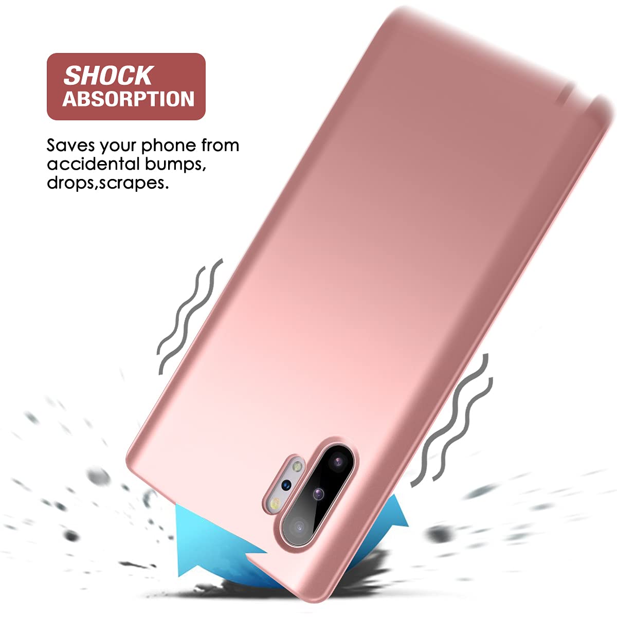 SURITCH Phone Case for Galaxy Note 10 Plus/Note 10+, Front Cover with Built-in Screen Protector Shockproof Full Body Protection Slim Soft TPU Hybrid Bumper Protective Cover for Men Women - Rose Gold