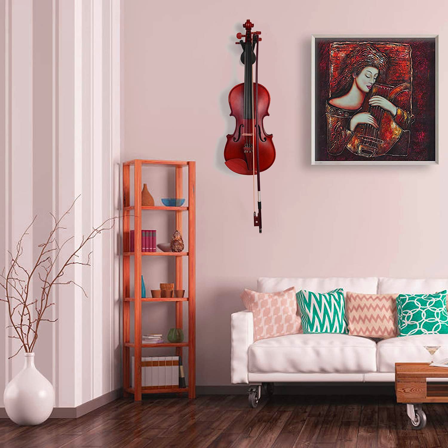Peng Da Violin Viola Wall Mount Hanger,Violin Viola Hook,with Bow Hook,Home & Studio Wall Mount Violin Hangers