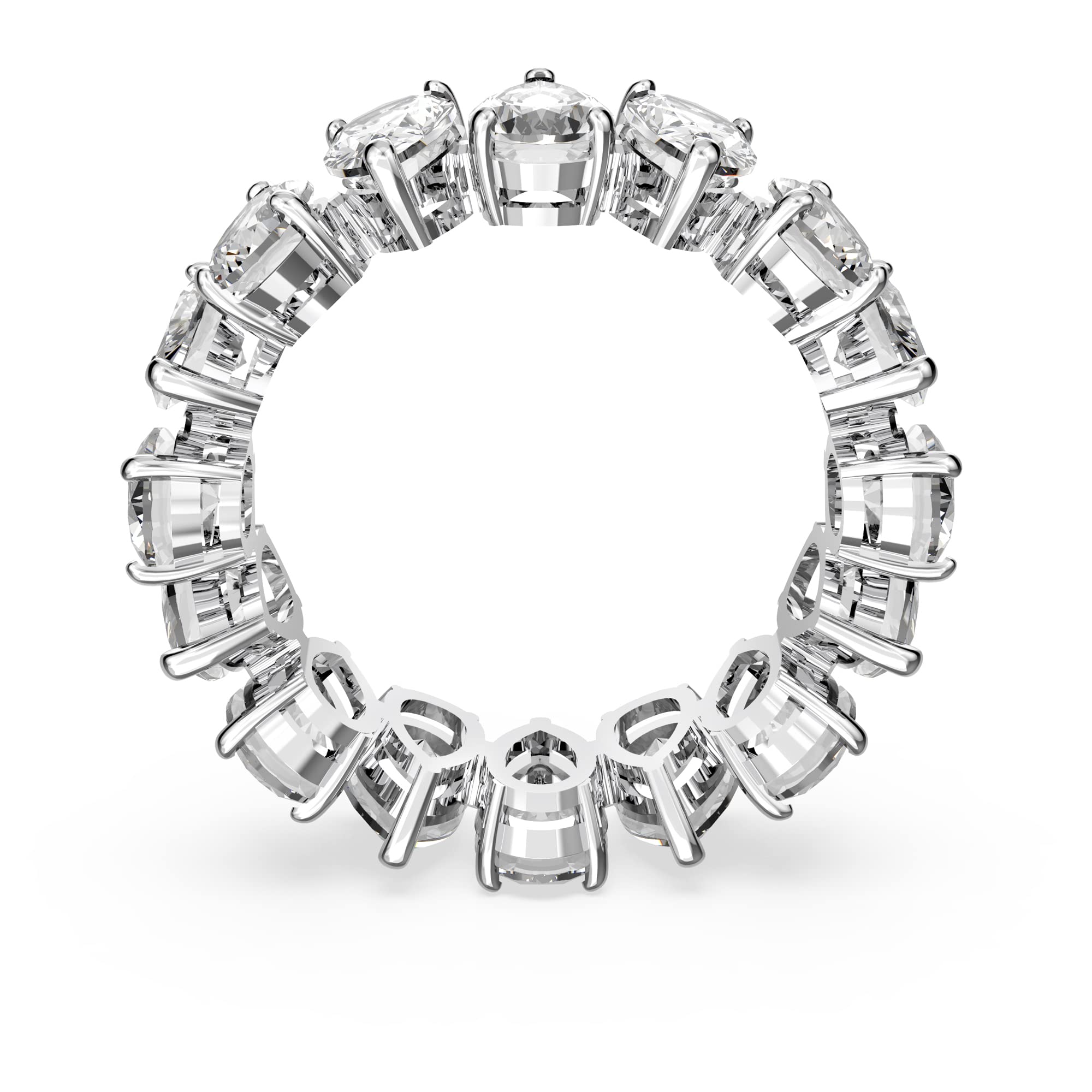 Swarovski Pear Vittore Ring, Ring with Pear-Shaped White Crystal Stones on a Rhodium Plated Setting, Size 6; EU 52
