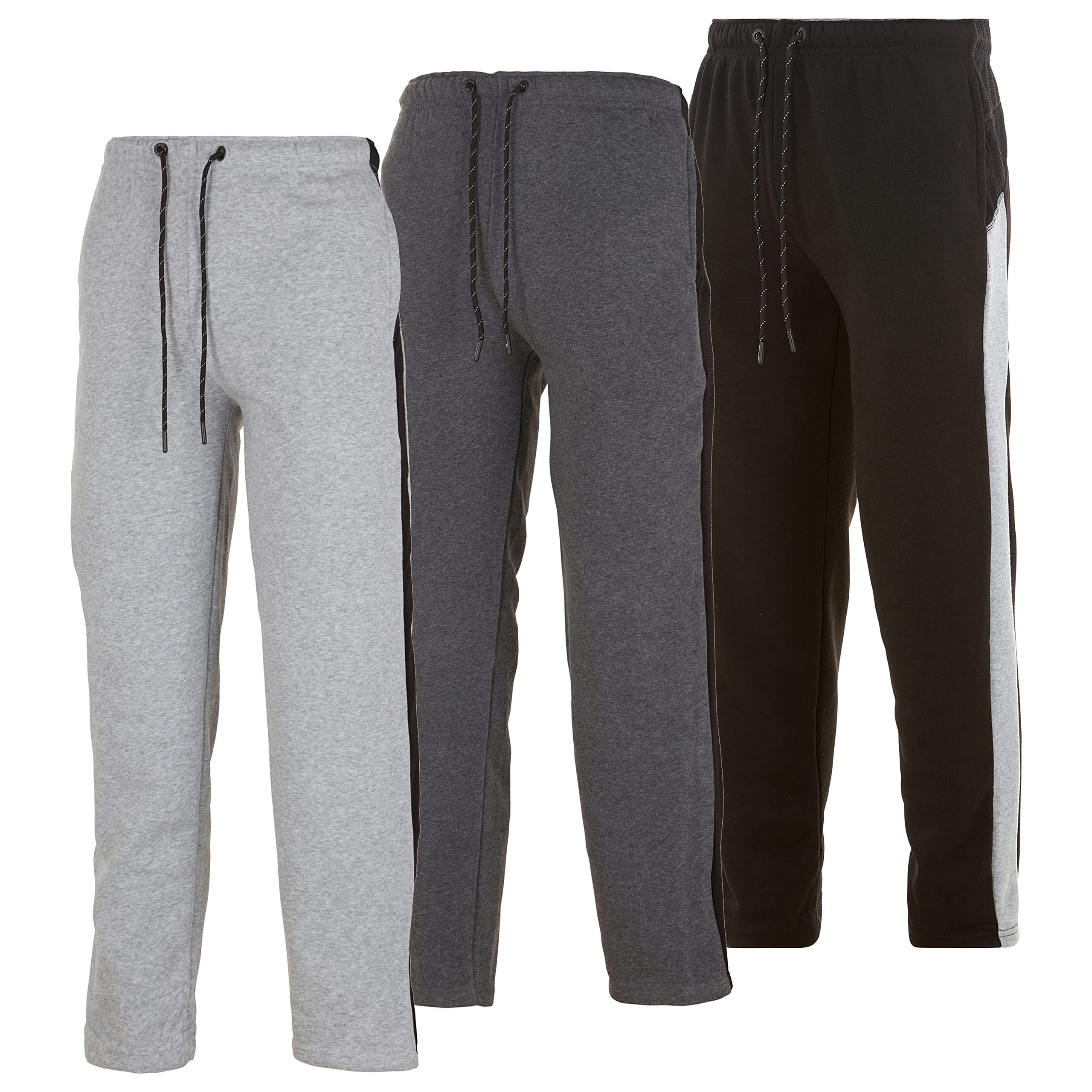 X Game Time 3 Pack Men Sweatpants, Athletic and Casual Fleece Joggers Men with Side Panel Closed Bottom