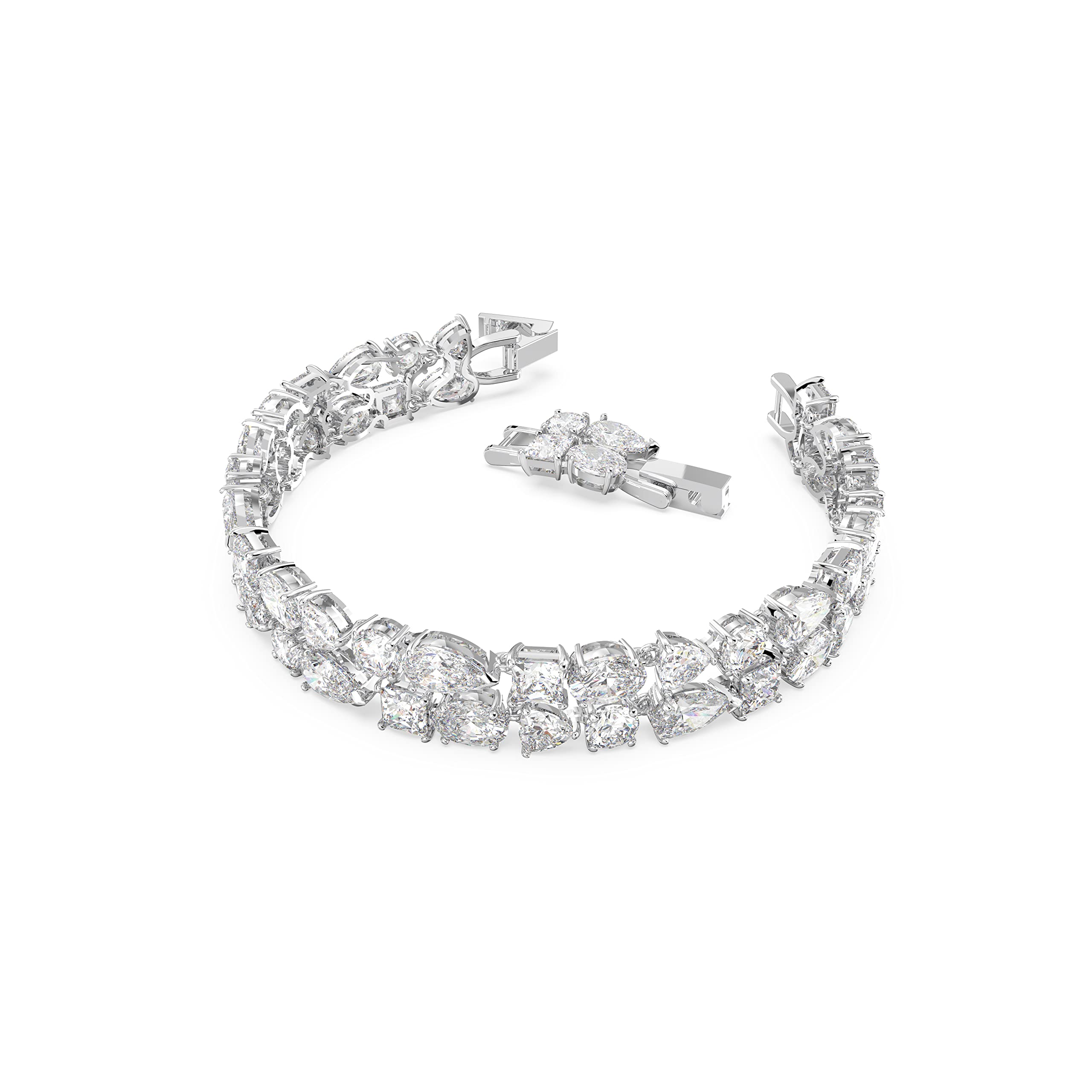 Swarovski Tennis Deluxe Bracelet, Mixed Cuts, Clear Crystal, Rhodium Finish