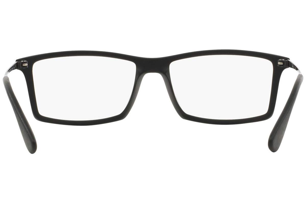 Ray-Ban RX7021 Mathew Rectangular Prescription Eyeglass Frames, Rubber Black/Demo Lens, 55 mm