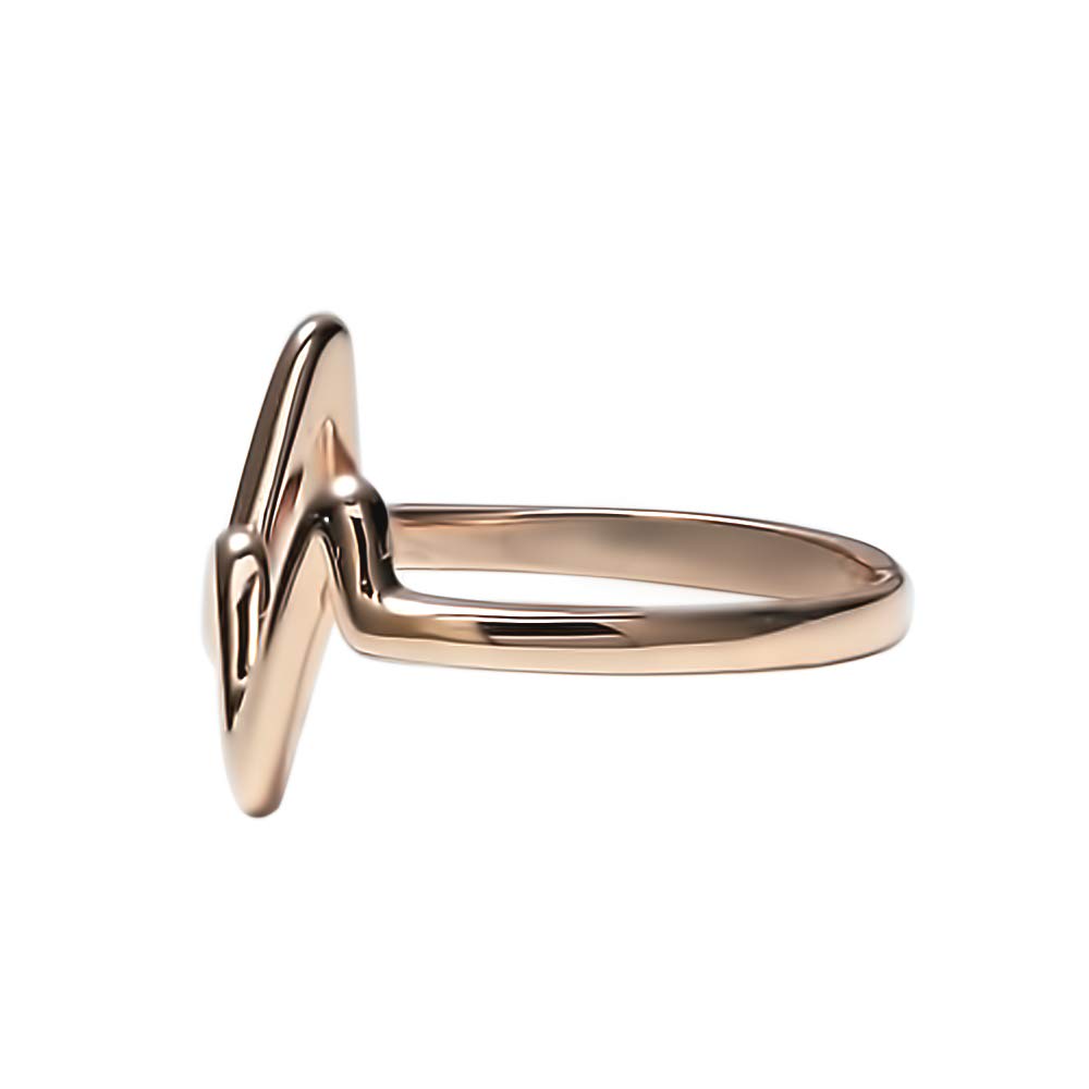 TwoBirch 18k Rose Gold Microplated 925 Silver Heartbeat Ring (Size 8)