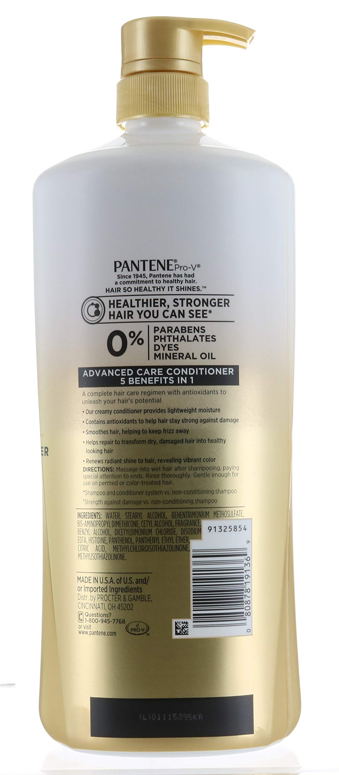 Set Pantene Advanced Care Shampoo and Conditioner 5 in 1 Moisture, Strength, Smoothness, Pro-vitamin B5 Complex 38.2 FL/OZ each - Packaging May Vary