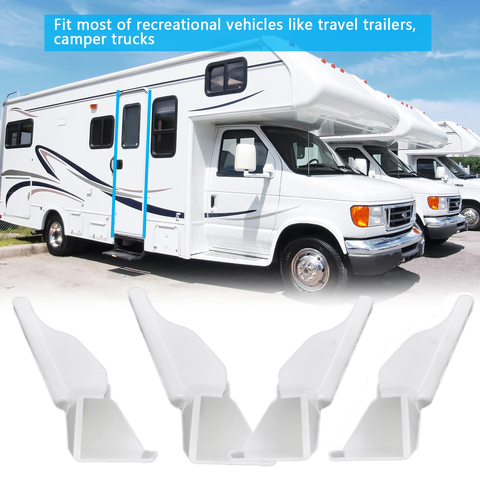 RV Gutter Spouts, White Rain Gutter Extensions to Protect The Top of RV in Rainy Days, Reduce Dirt and Black Streaks on Your RV(4 Left & 4 Right)