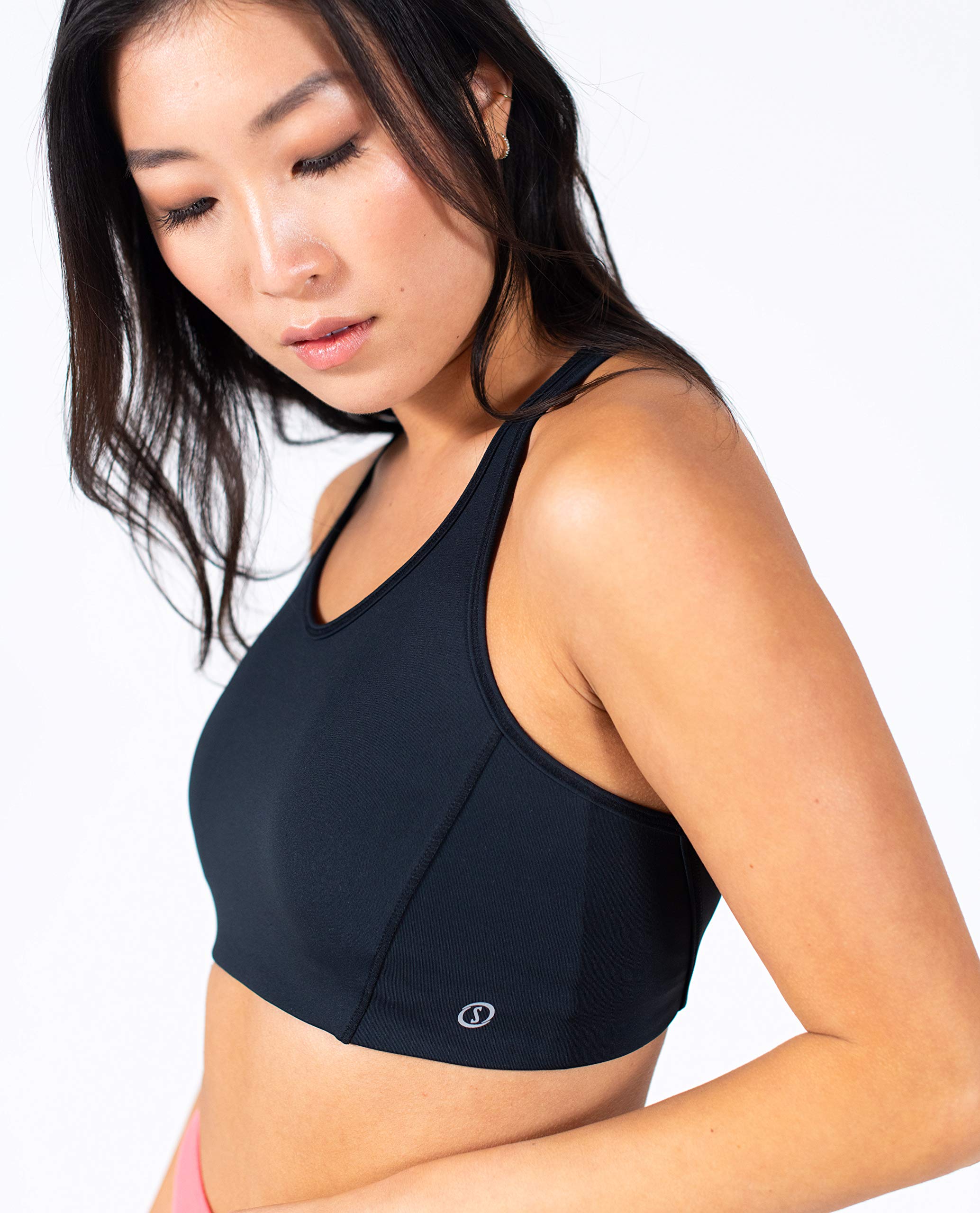 Spalding Women's Activewear Crossback Sports Bra, Regular & Plus Size, Black, L