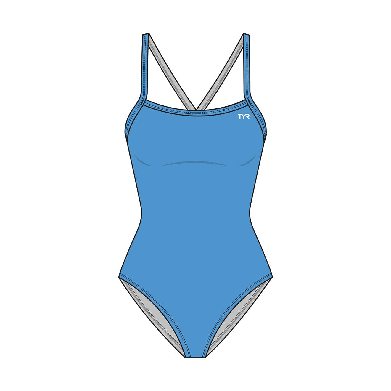 TYR Women's Standard Durafast One Diamondfit Swimsuit, Light Blue, 38