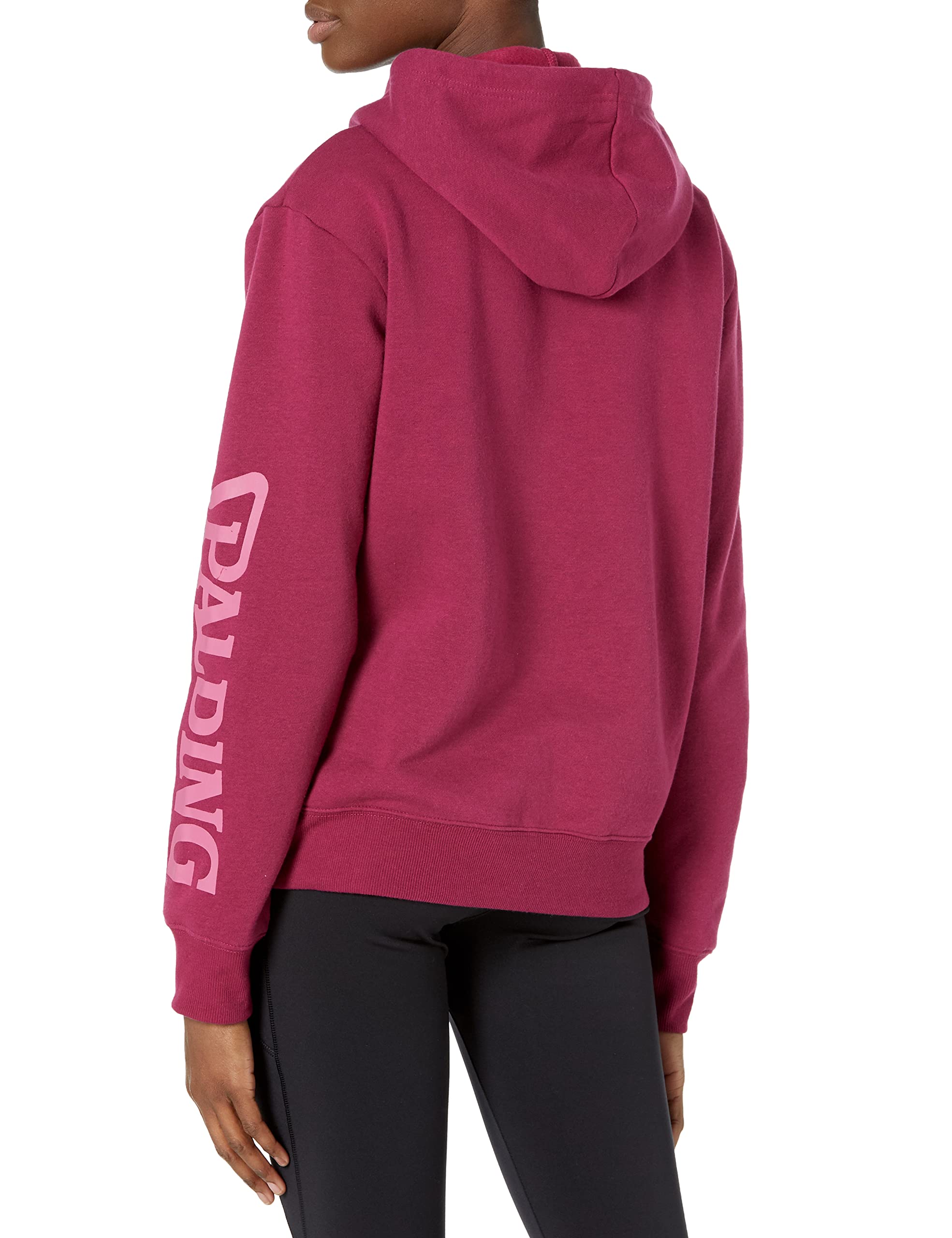 Spalding Women's French Terry Hoodie with Logo, Red Plum, Large
