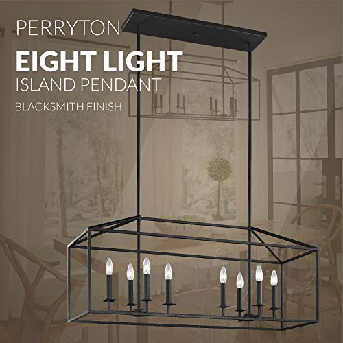 Sea Gull Lighting 6615008-839 Perryton Eight Light Island Pendant Hanging Modern Light Fixture, Blacksmith Finish