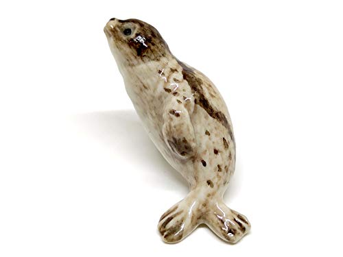 SSJSHOP Earless Seal Dollhouse Miniature Figurines Hand Painted Ceramic Animals Collectible Gift Home Garden Decor