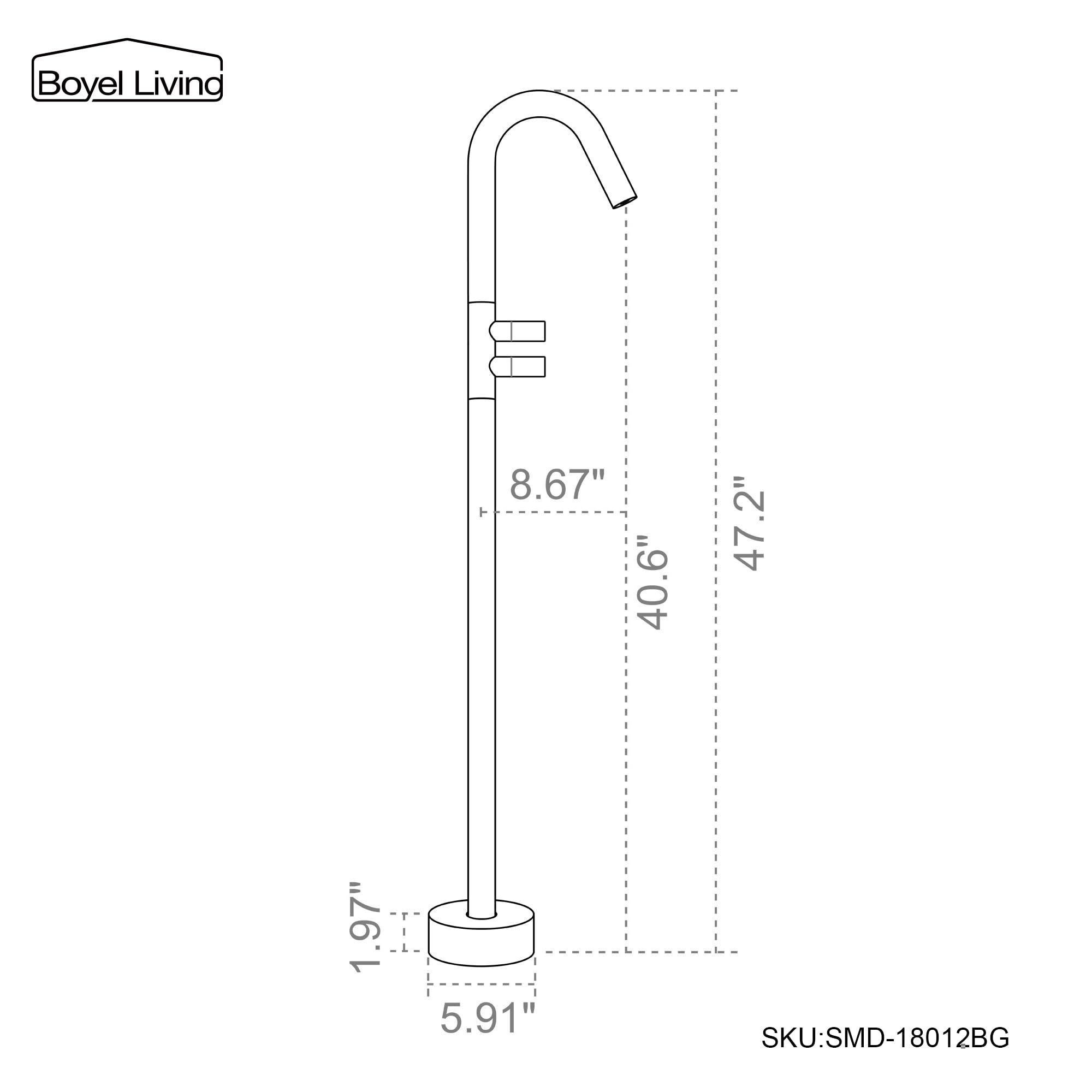 Premium Freestanding Bathtub Filler Faucet Brushed Gold Dual Handle Bath Tub Faucet Solid Brass Tub Filler Facuet for Bathtub